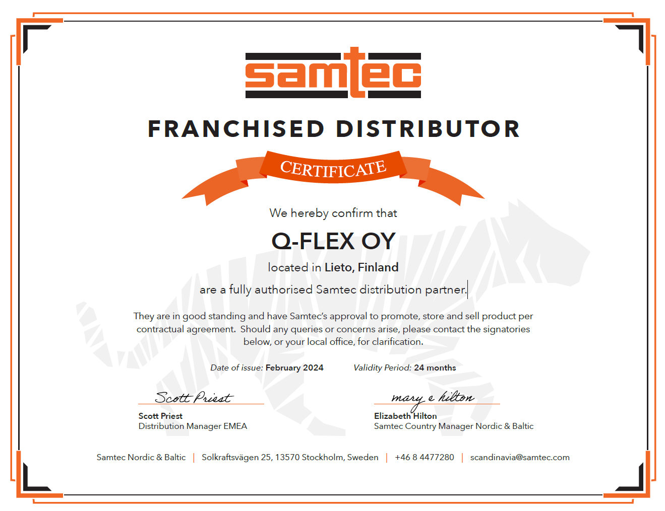 Renewed Samtec Certificate - Q-Flex